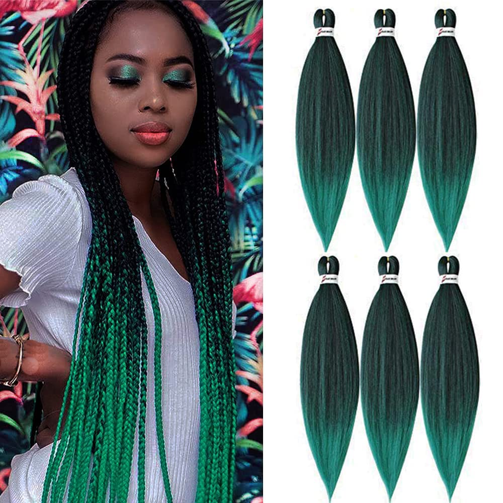 Black Hair Ombre Green