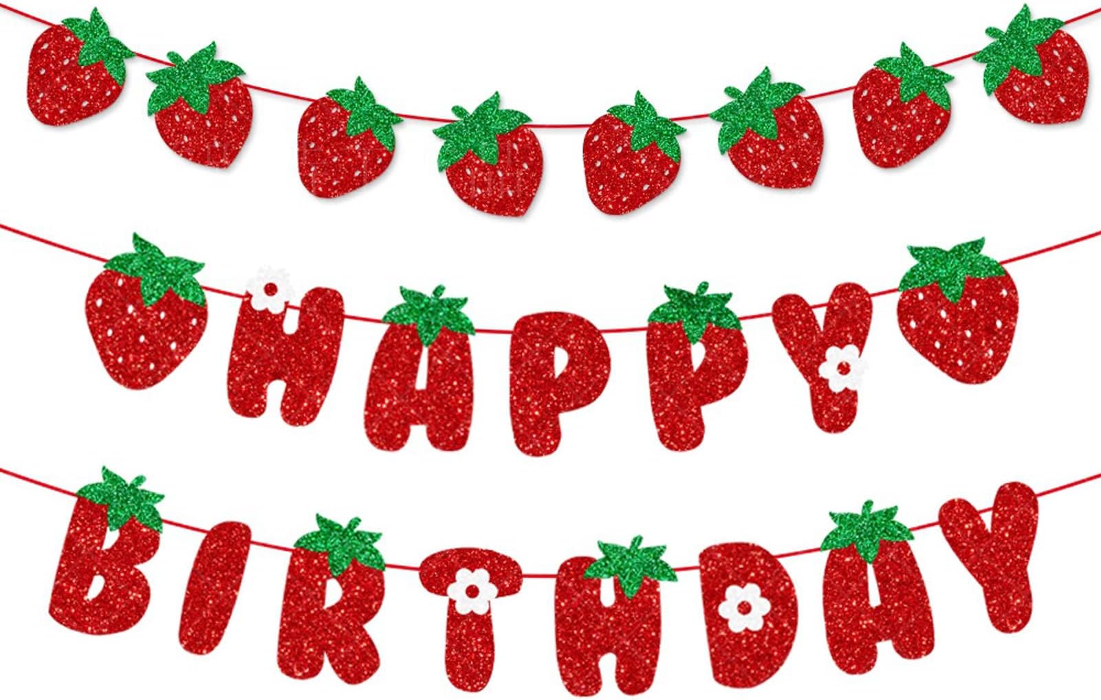 Amazon.com: Strawberry Happy Birthday Banner Berry Sweet Girl Banner ...