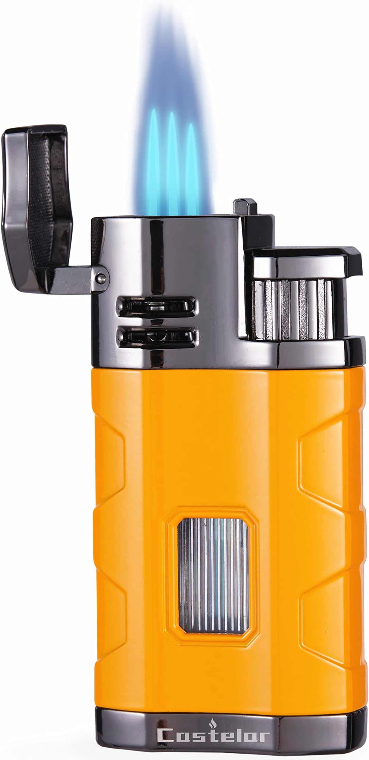 Amazon.com: TOMOLO Cigar Lighter Triple Jet Flame Torch Lighter Refillable Butane Lighter with ...