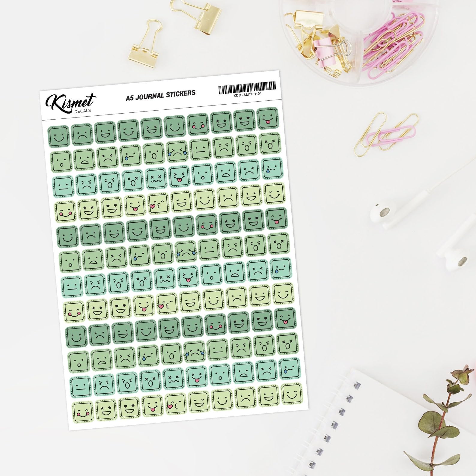 Amazon.com: A5 Square mood tracker Stickers in Green - 120 pieces 5.3 ...