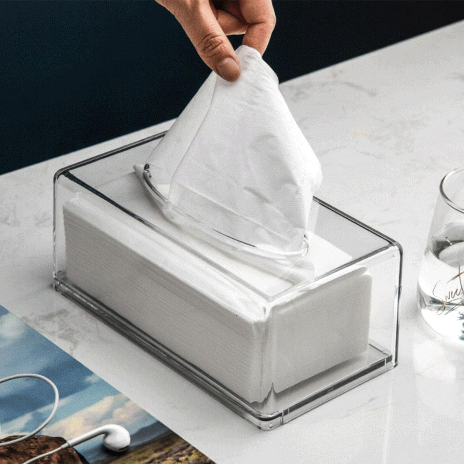 Amazon.com: Clear Tissue Box Holder, Tissue Box Cover Rectangle for Car ...