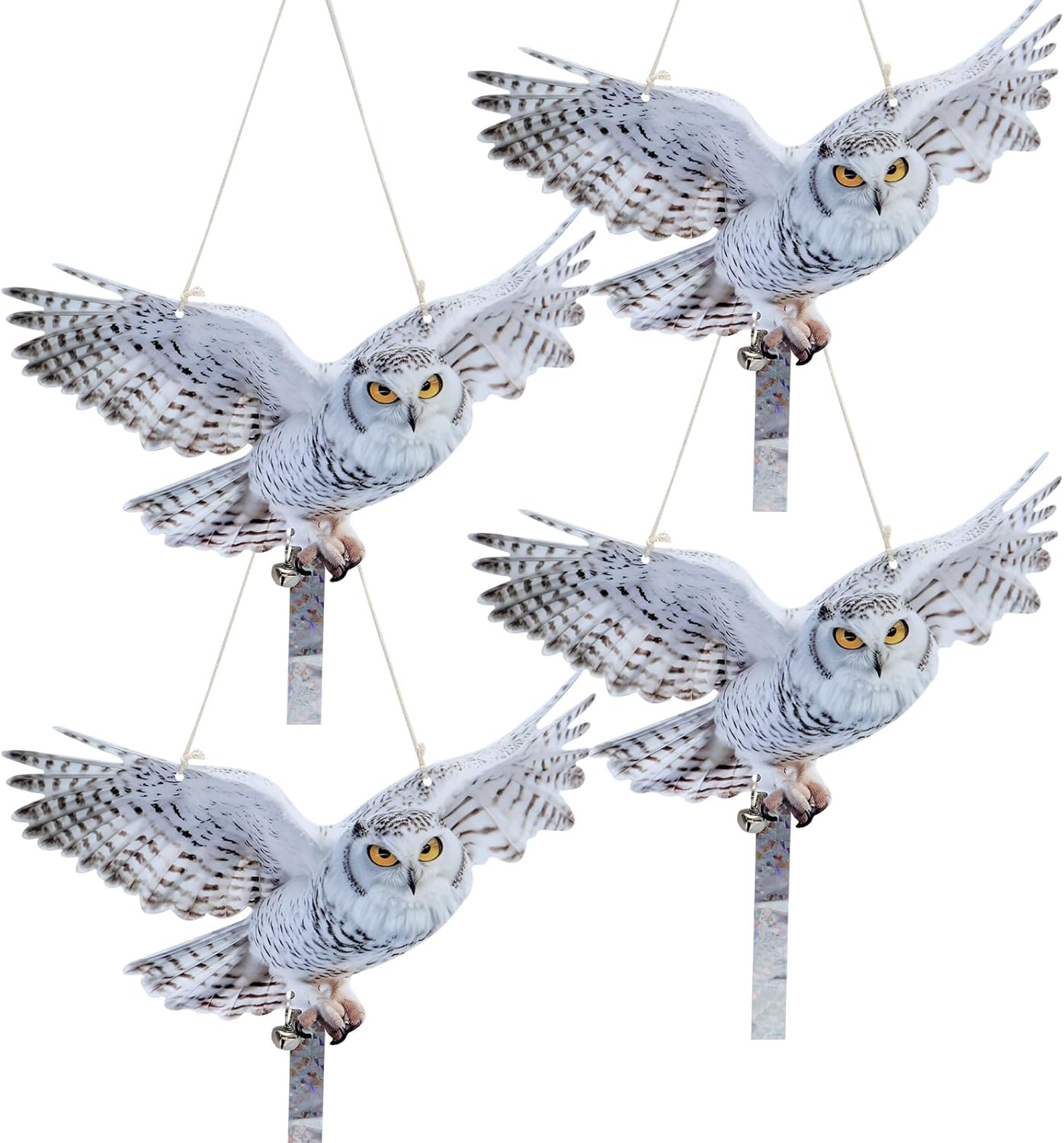 Amazon.com: 4Pack Plastic Owl Fake Owls, Reflective Owl Hanging ...