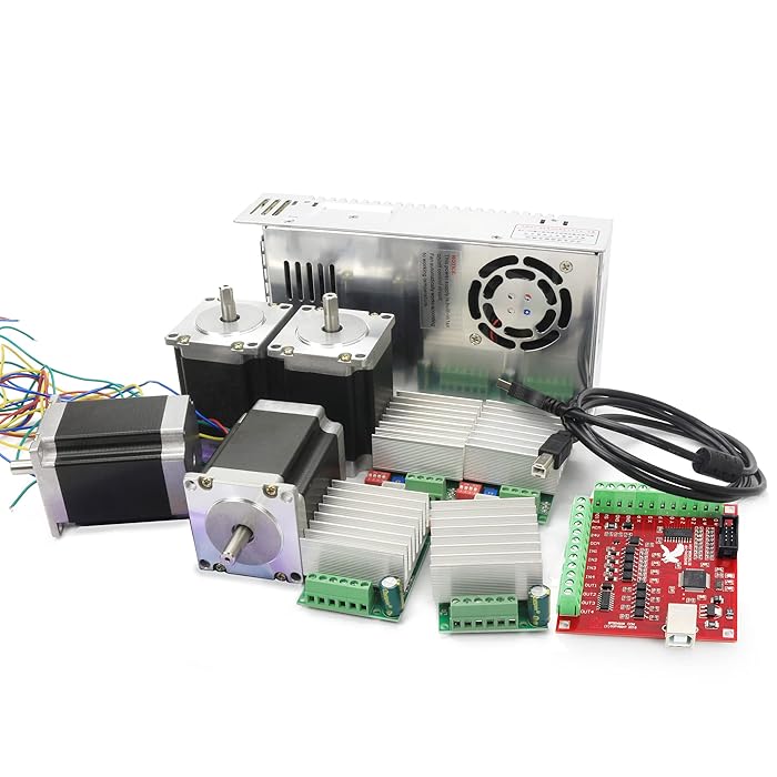 Buy Rattmmotor 4 Axis Usb Mach3 Cnc Controller Kit Nema23 Stepper Motor 76mm 270oz In 3a 1 8nm