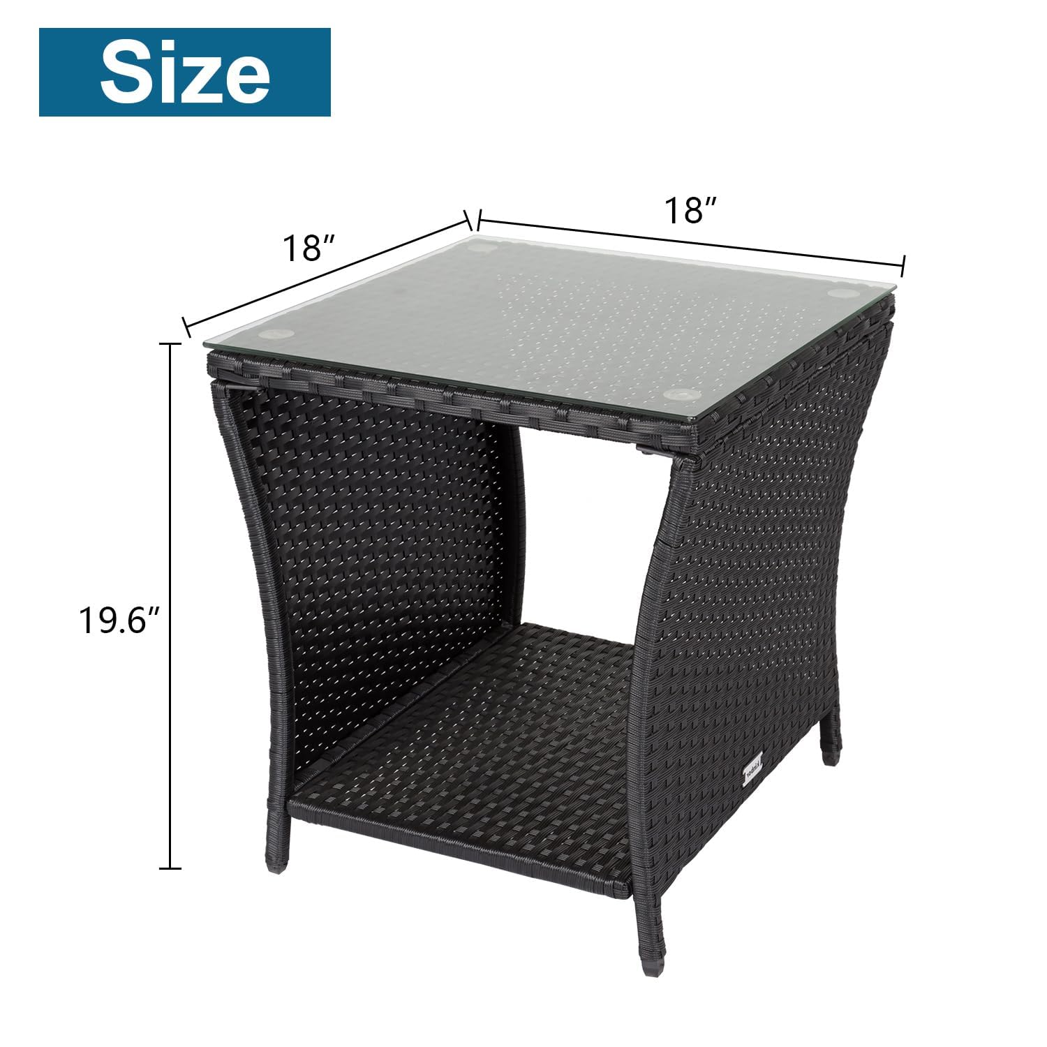 Poolside Accent Table Outdoor Wicker Side Table With Tempered Glass Top ...