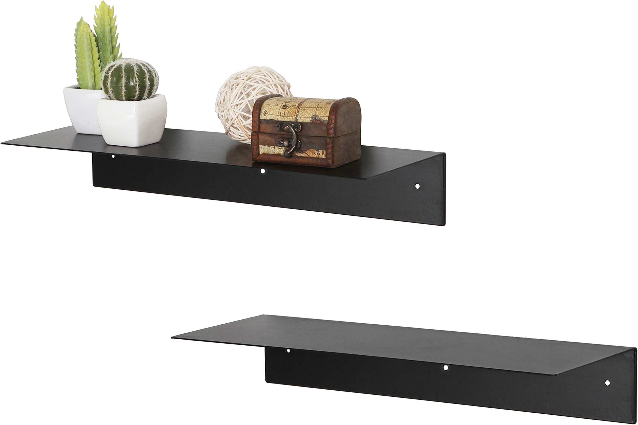 MyGift Juego de 2 repisas flotantes Hechas en Metal Negro Moderno ...