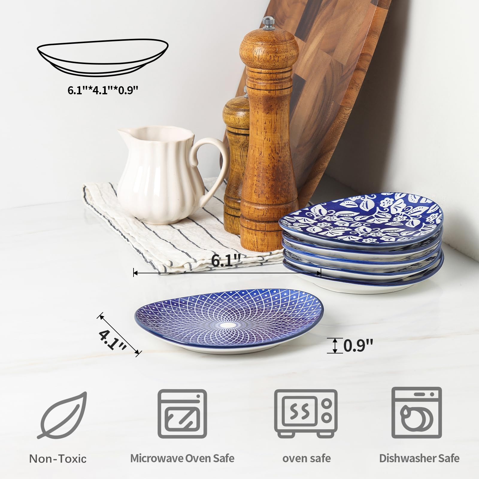 Snapklik.com : Small Dinner Plates, Oval Dessert Plates Ceramic, 6 Inch ...