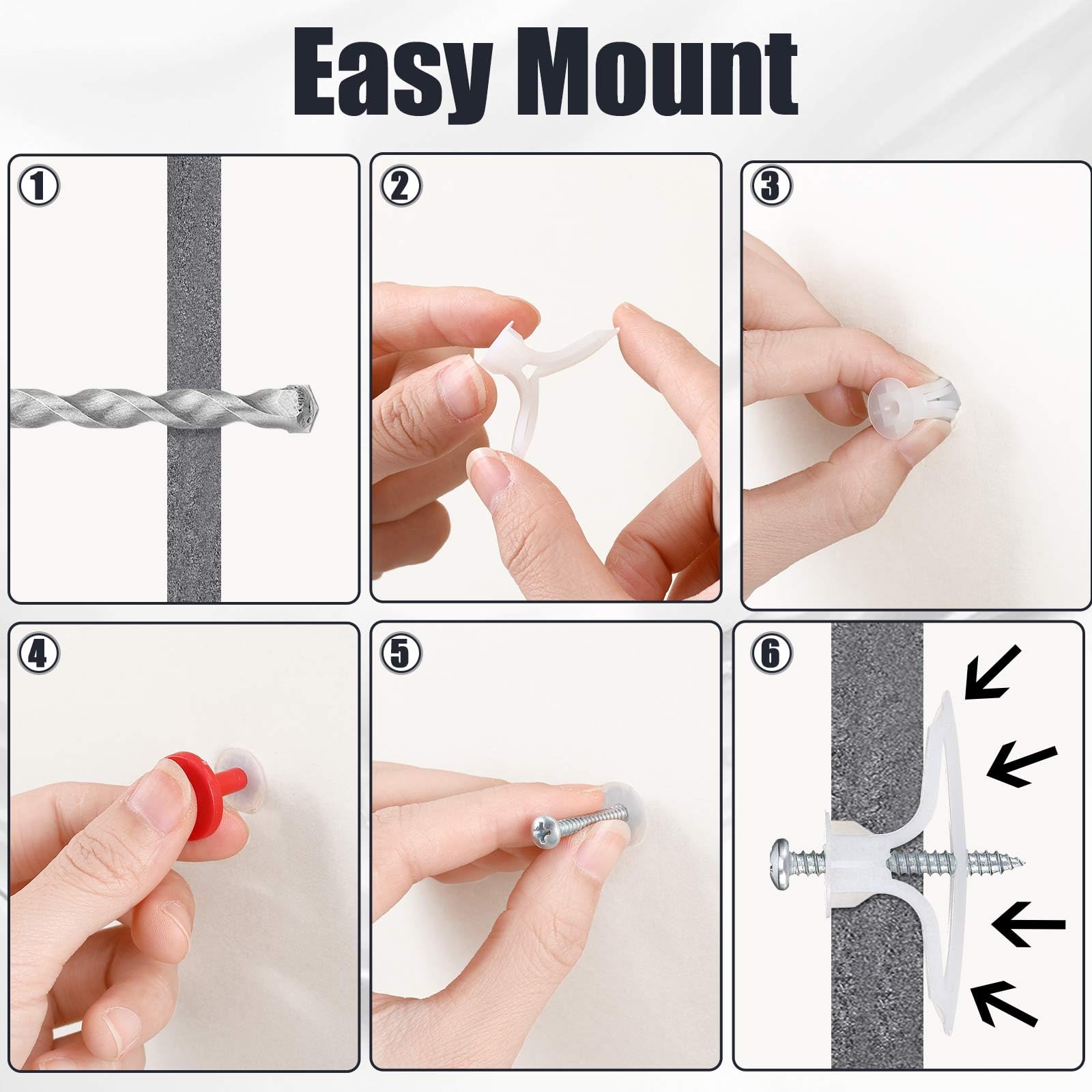 Snapklik.com : 50 Pcs Drywall Anchors Bulk, Self Drilling Hollow Wall ...