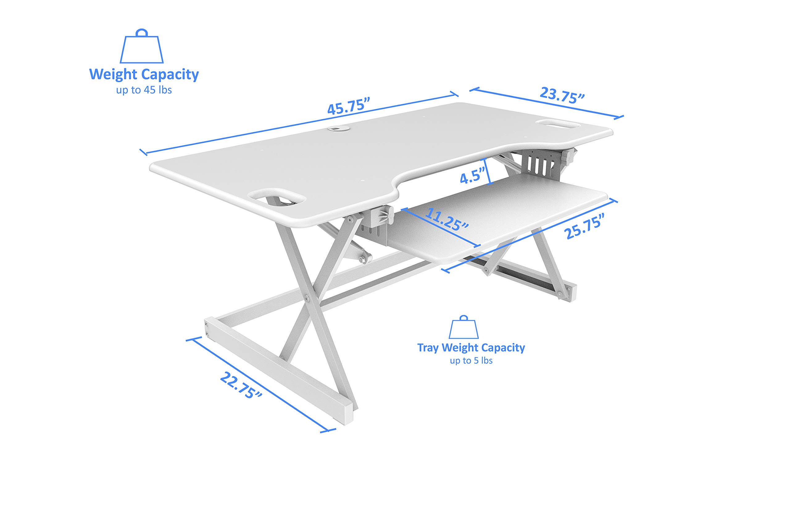 Snapklik.com : Rocelco 46" Large Height Adjustable Standing Desk Converter