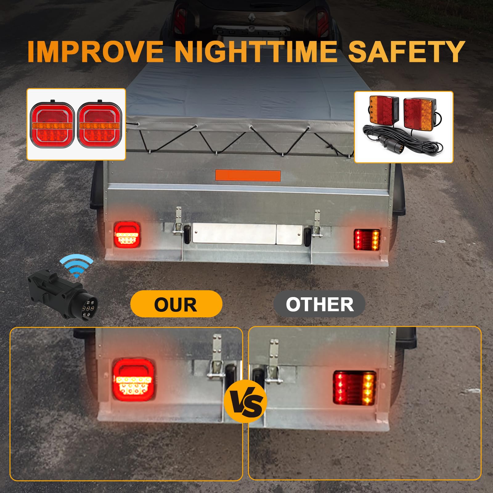 Wireless Trailer Lights Kit Magnetic Wireless LED Trailer & Truck LED