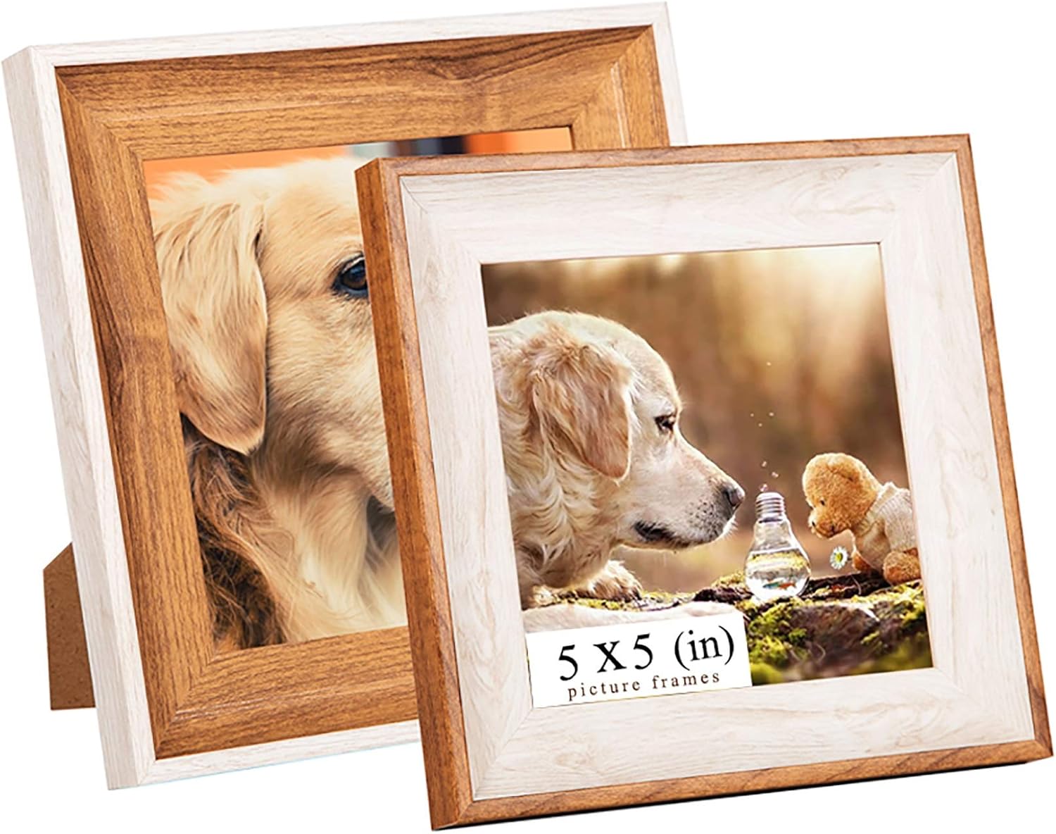Amazon.com - UILB Wooden 5x5 Square Picture Frames with Acrylic -Set of ...