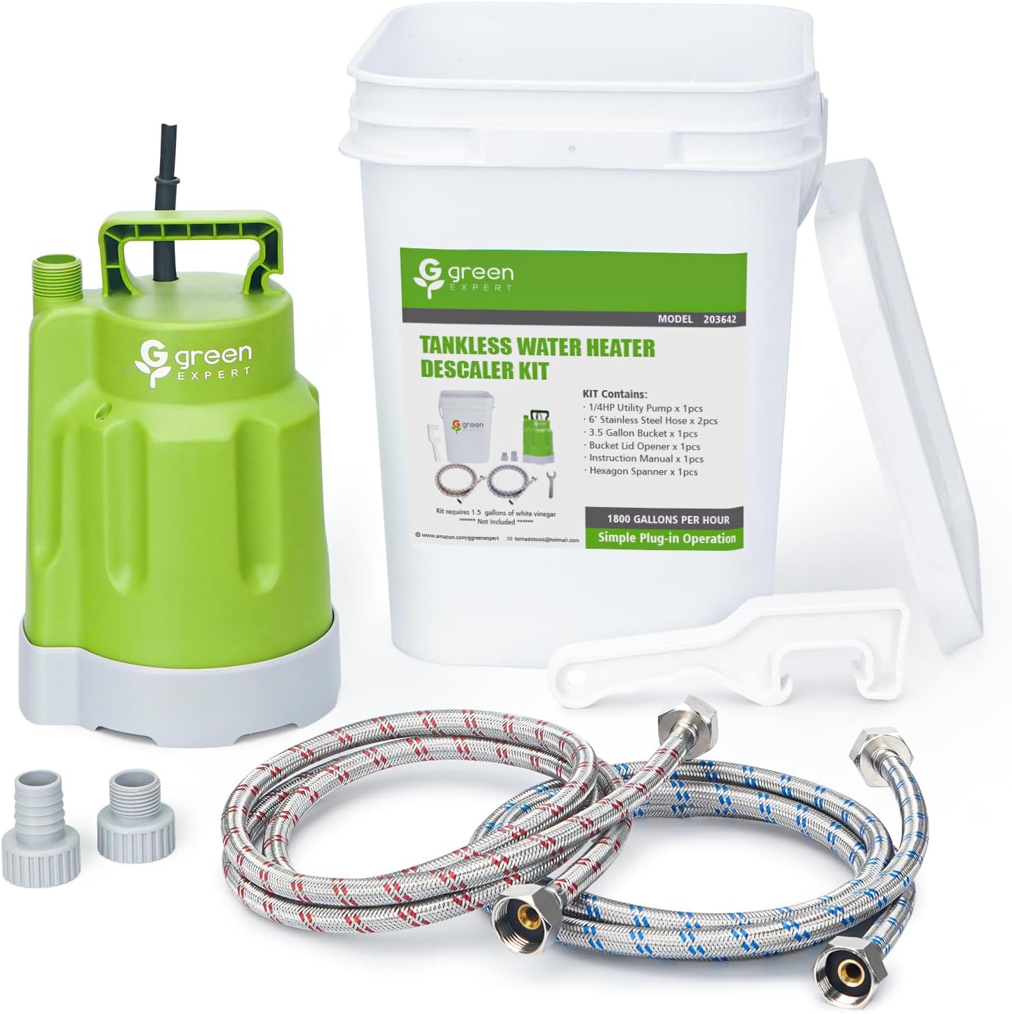 HYDRO MASTER Tankless Water Heater Flush kit,Includes Submersible Pump ...