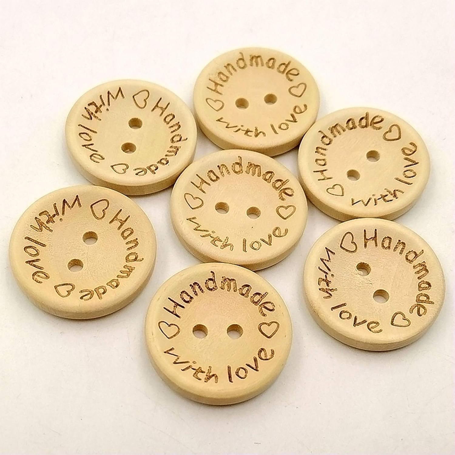Amazon.com: 50Pcs Buttons Round 2 Holes Handmade with Love Letter ...