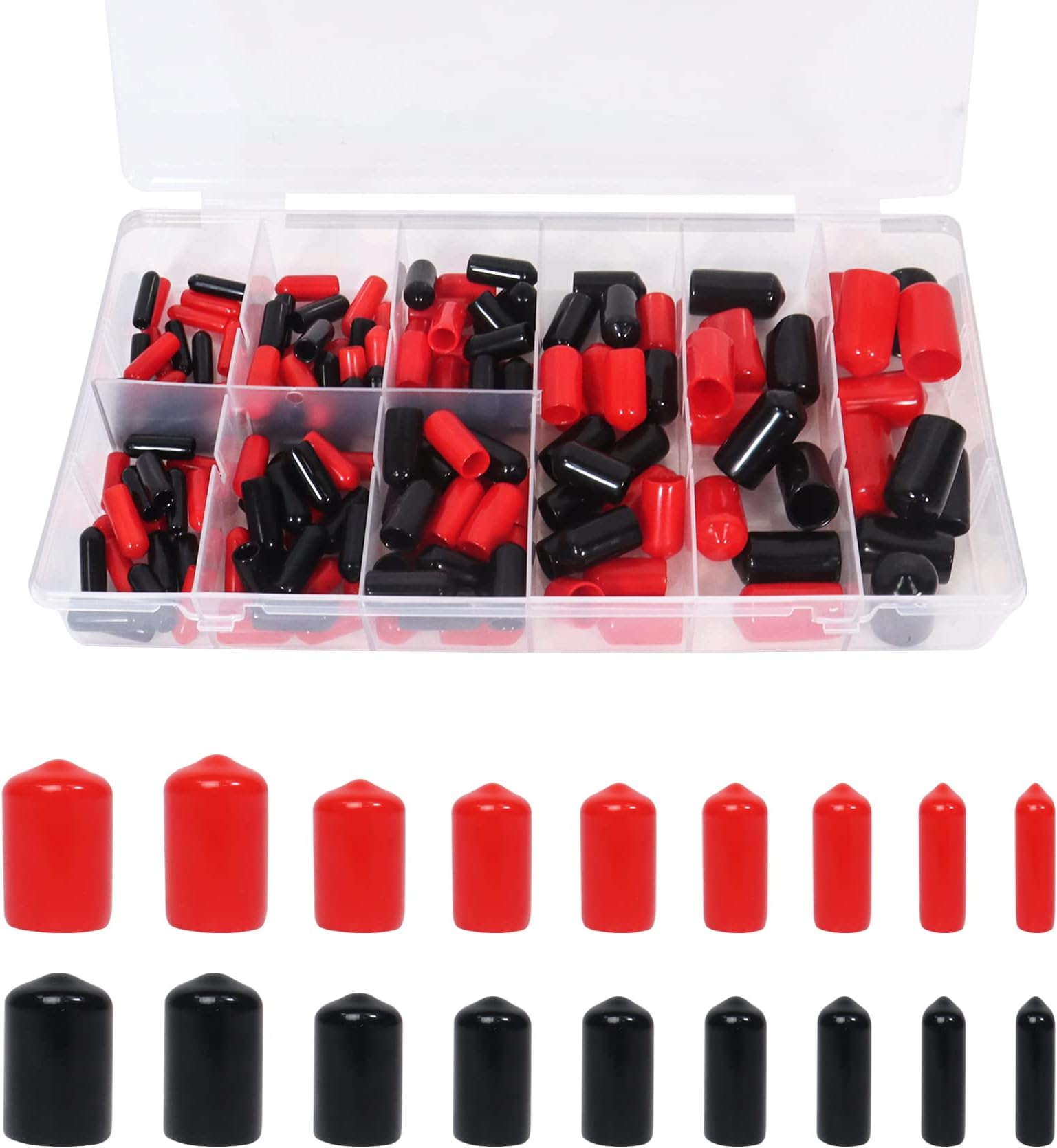 200 PCS Black Round Rubber End Caps 2mm 3mm 4mm 5mm 6mm 7mm 8mm 9mm ...