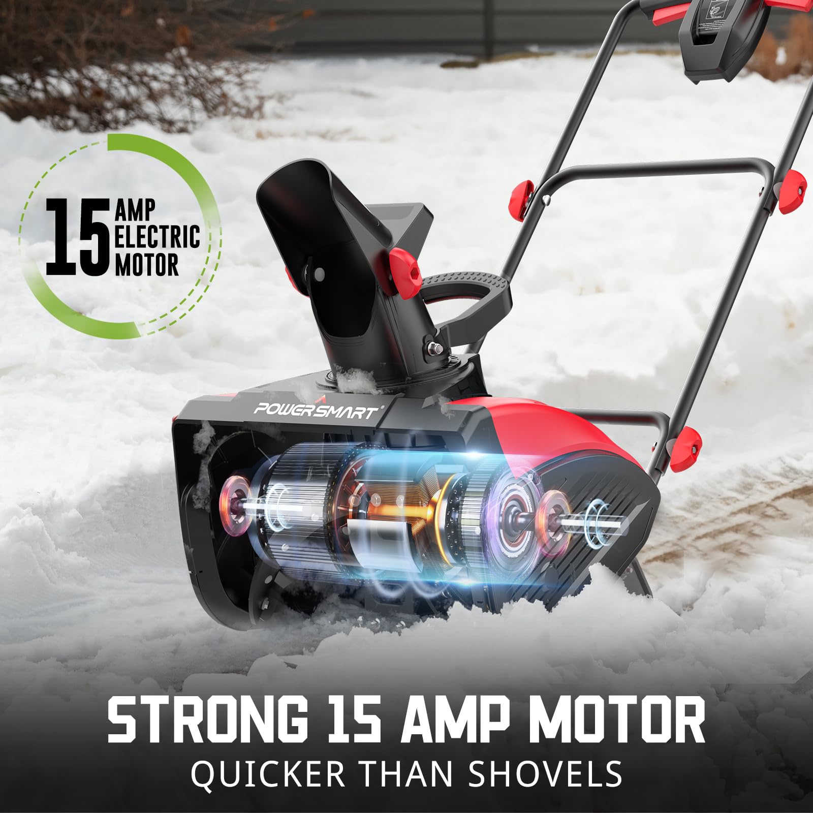 Snapklik.com : PowerSmart 18-Inch Corded Snow Blower, Electric Snow Thrower