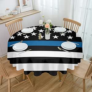 Amazon.com: Yun Nist Round Tablecloth,US Flags Law Enforcement ...