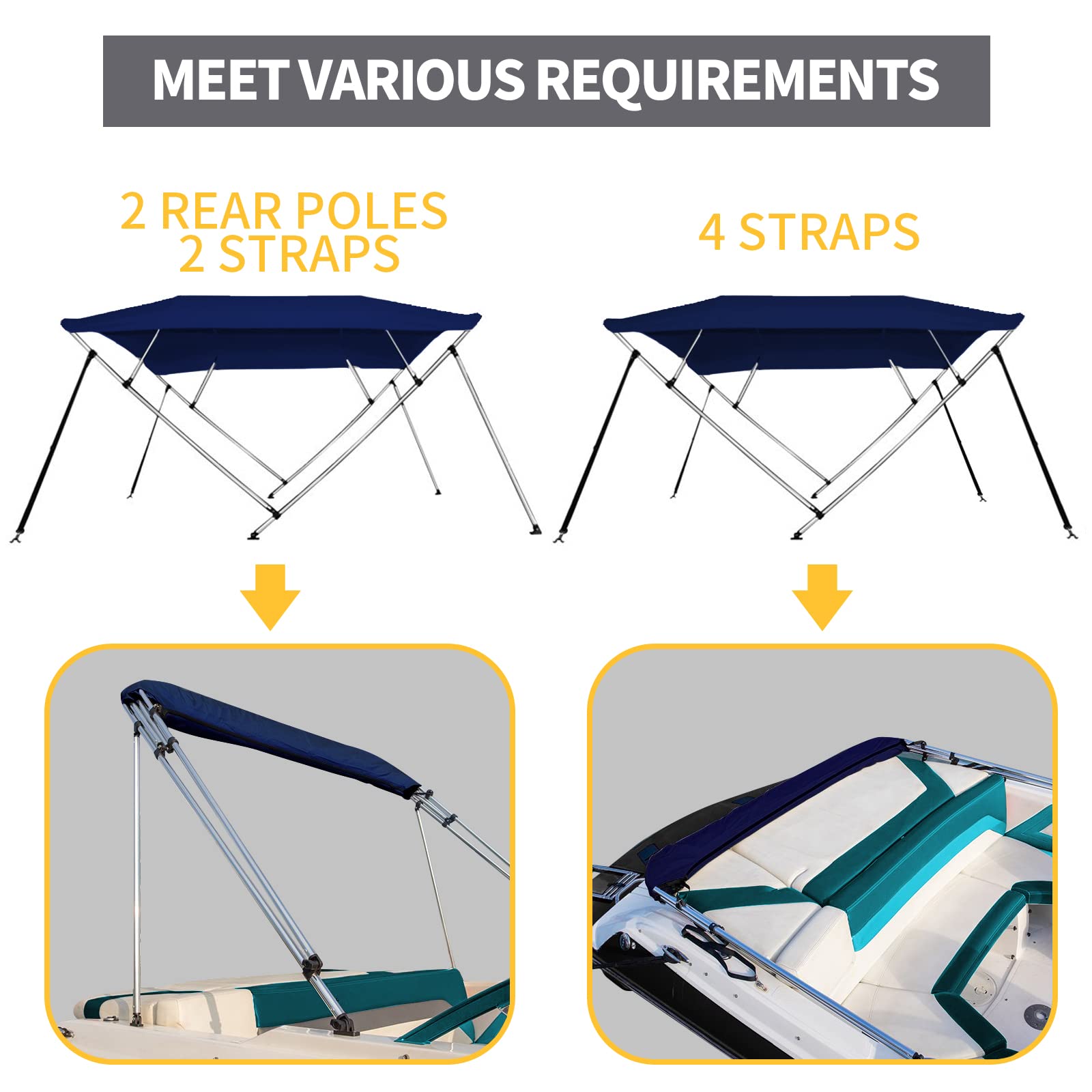 Snapklik.com : Seamander Bimini Top For Boats,3-4 Bow 13 Different Size ...