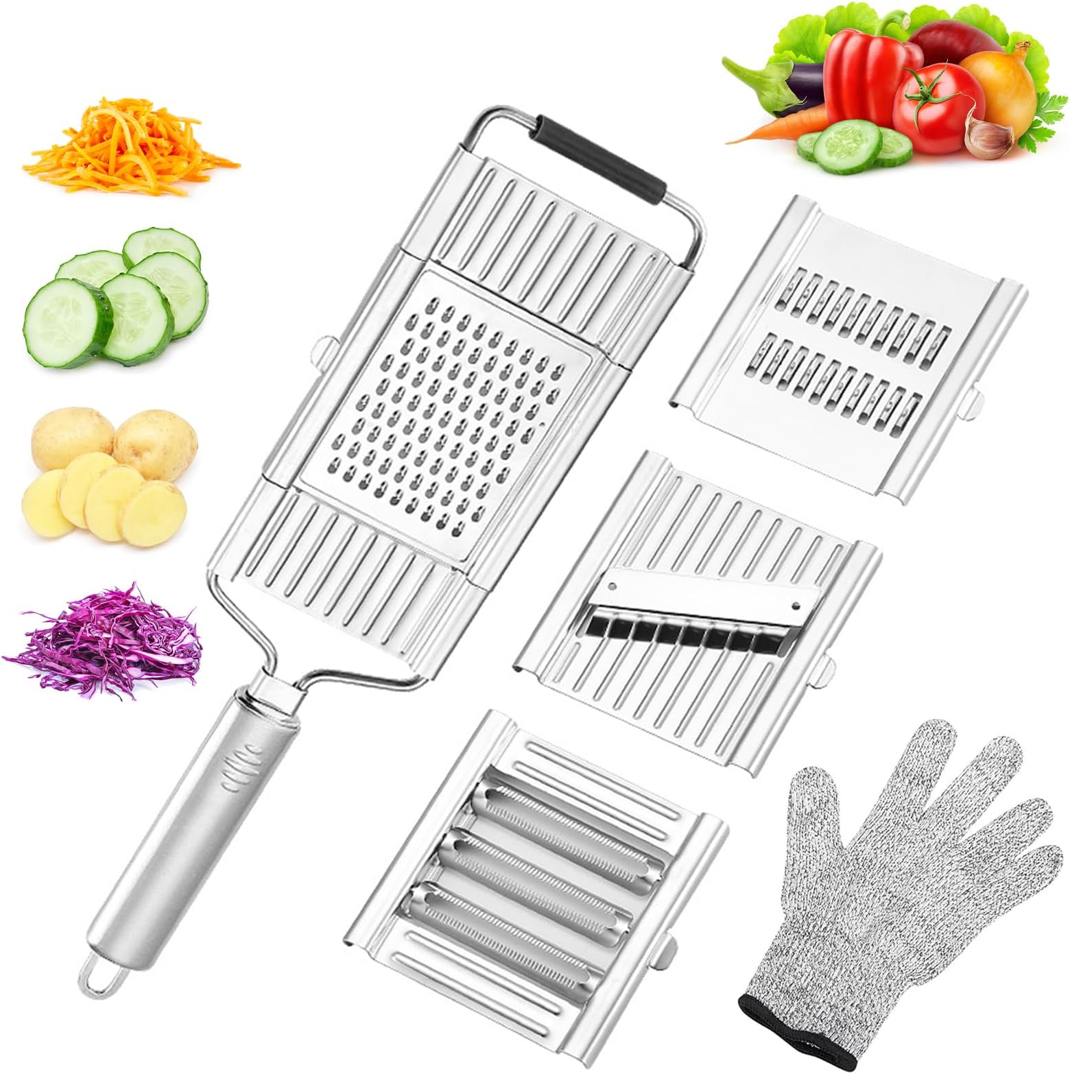 Amazon.com: Multi-purpose Vegetable Slicer, Portable Stainless Steel ...