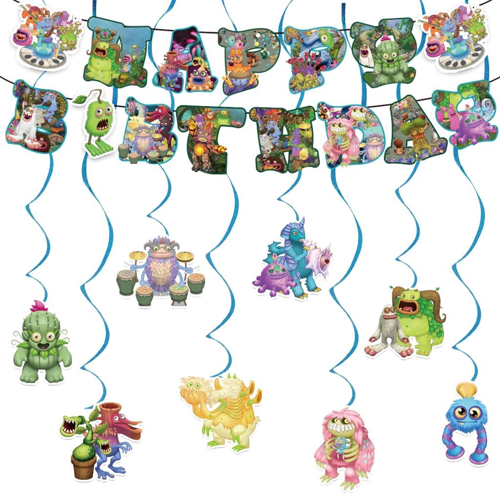 Amazon.com: Singing Monsters Birthday Decorations Cartoon Singing ...