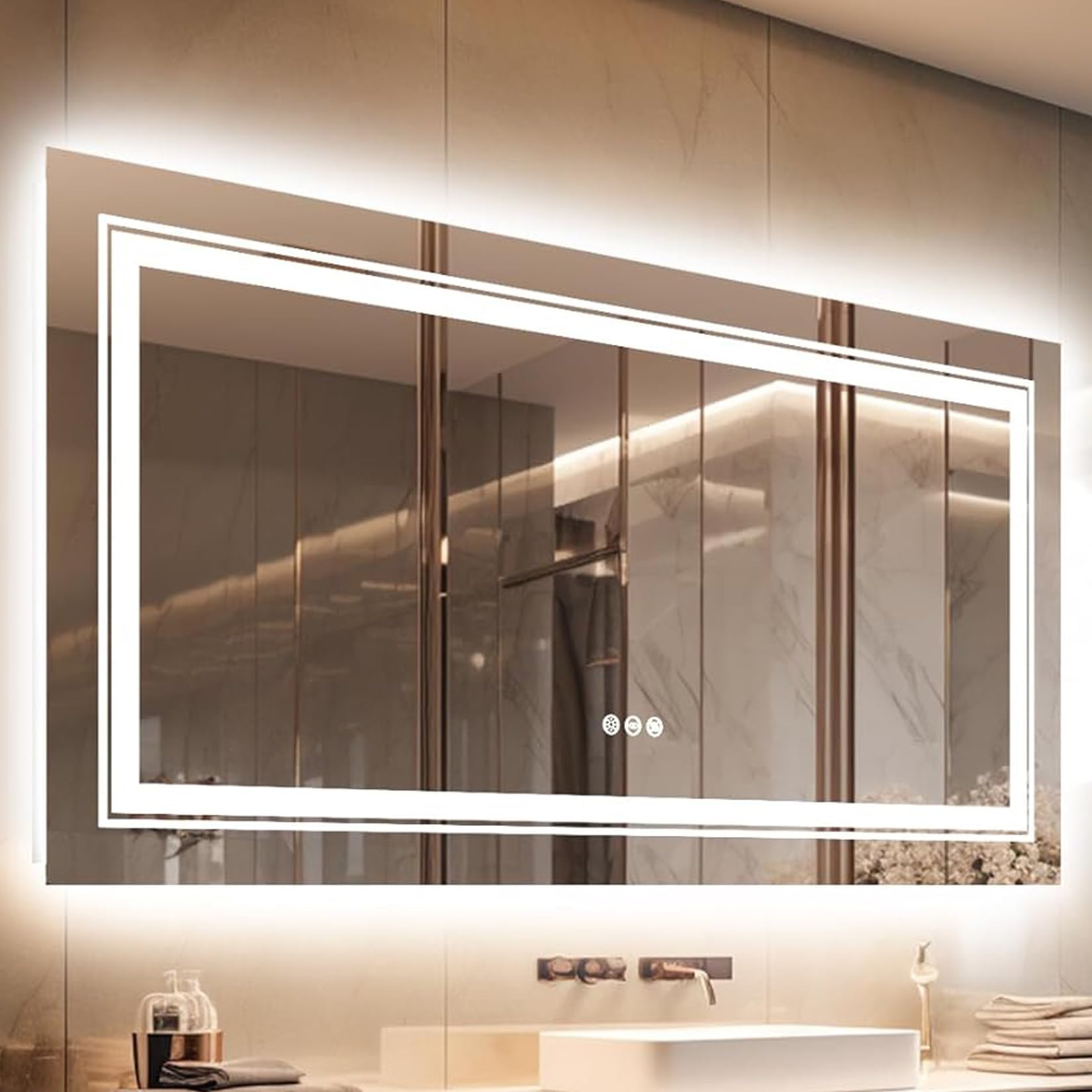 EMKE Bathroom Mirror with Led Lights - 450x500mm Irregular Shape ...