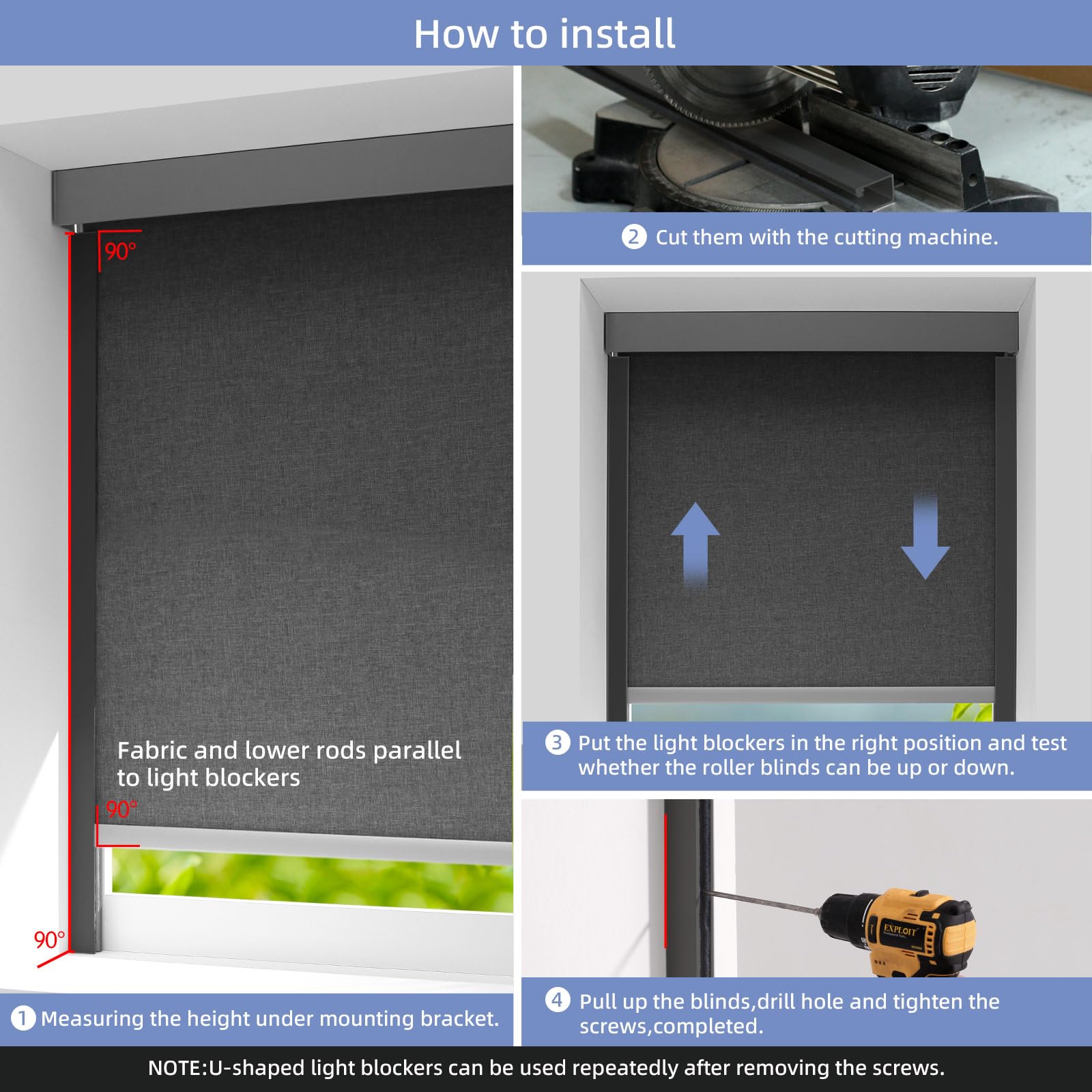 Snapklik.com : ZSTARR U Channel 100% Blackout Light Blockers Aluminium ...