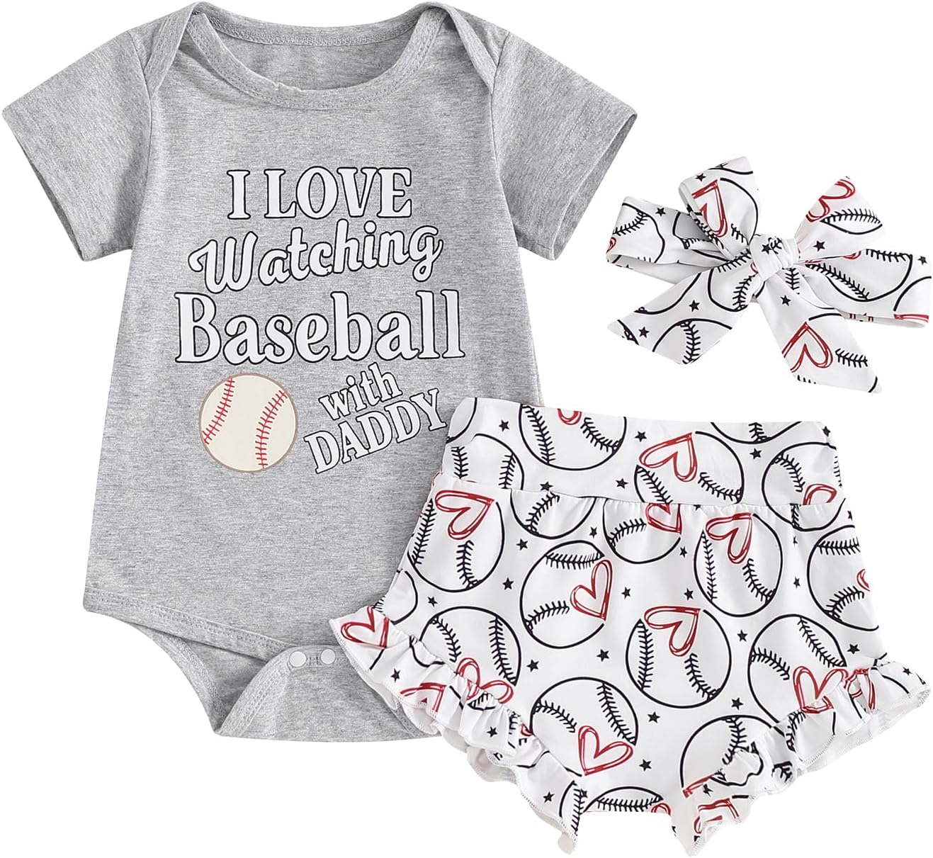 Muasaaluxi Newborn Baby Girl Baseball Outfit Watching Baseball with ...
