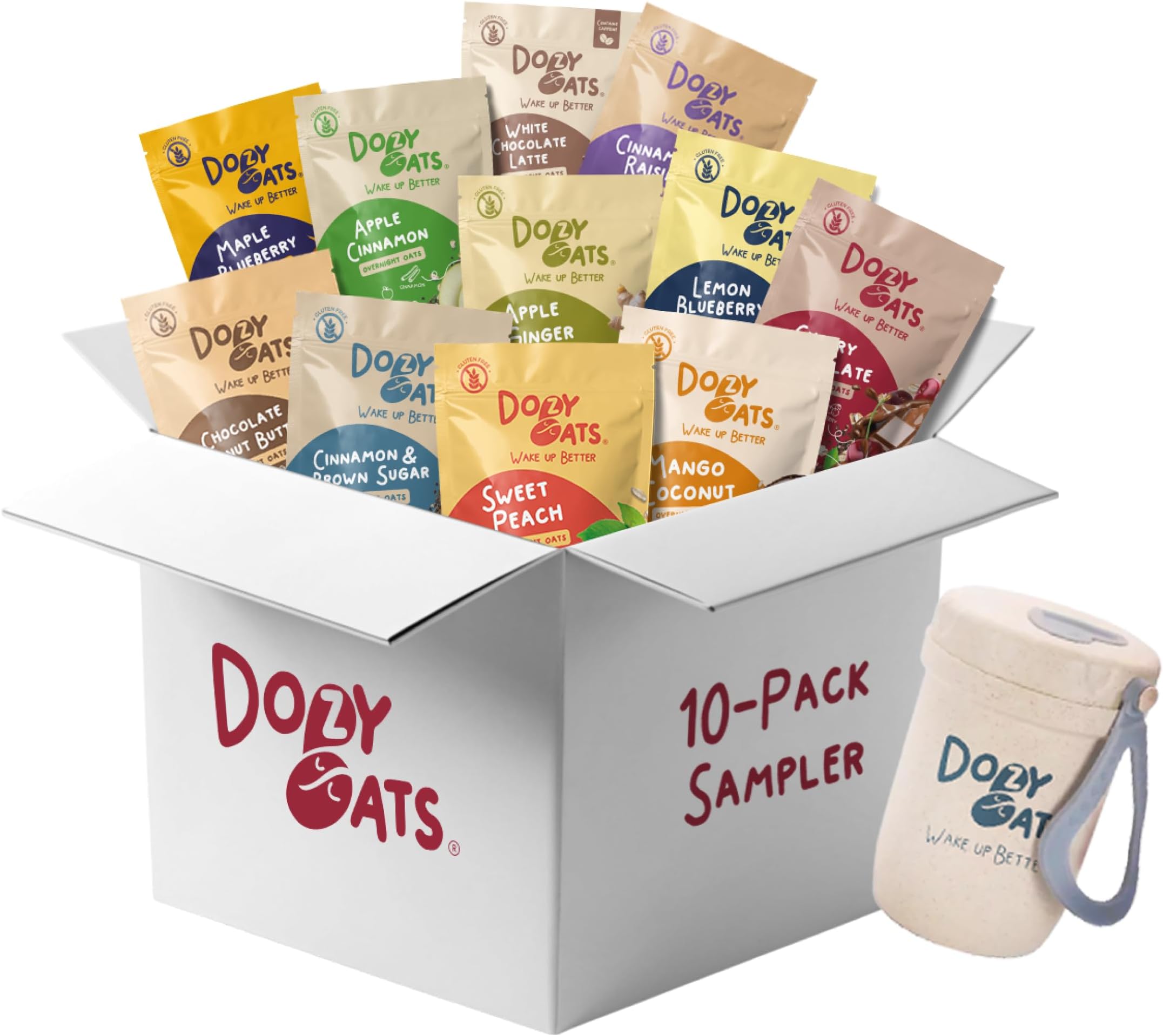 Amazon.com: Dozy Oats Overnight Oatmeal Packets, 10-Pack Sampler Box ...