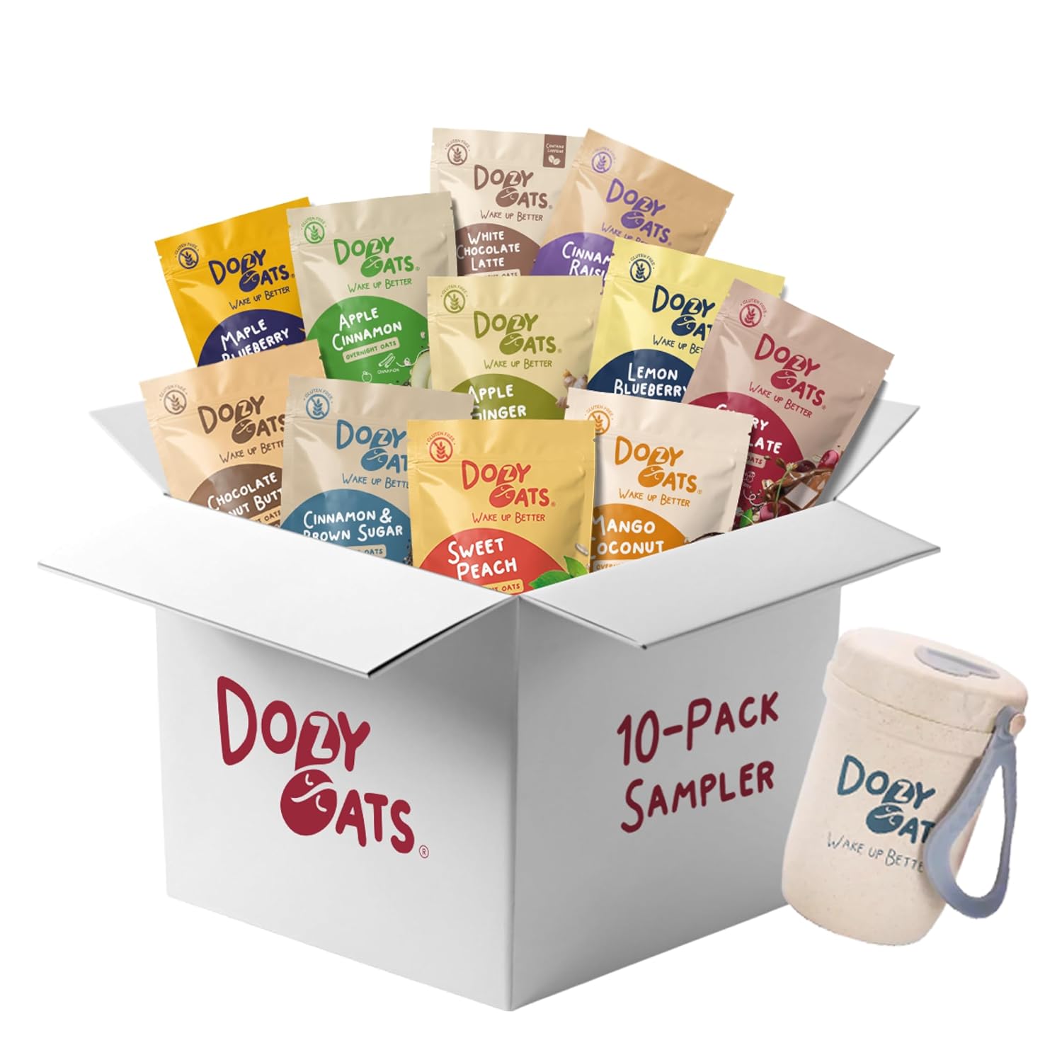 Amazon.com: Dozy Oats Overnight Oatmeal Packets, 10-Pack Sampler Box ...