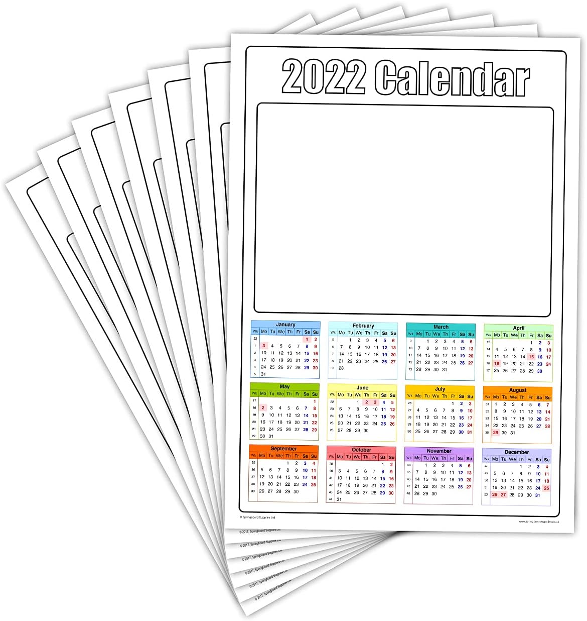 A4 Calendar Blanks 2025 for Kids - 300gsm Calendar for Kids to Decorate ...
