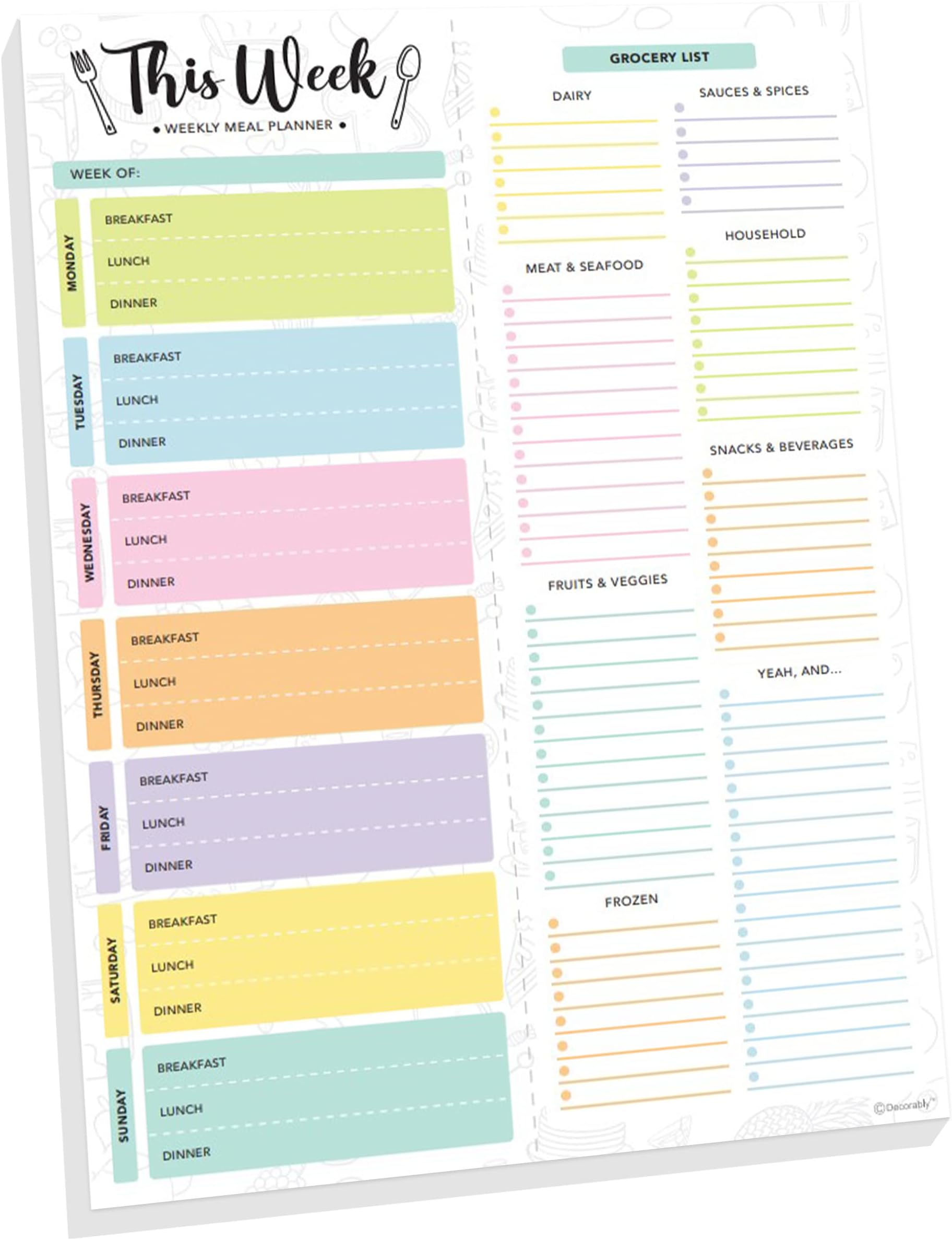 Amazon.com : Weekly Meal Planner Notepad by Julianne & Co. - Food ...