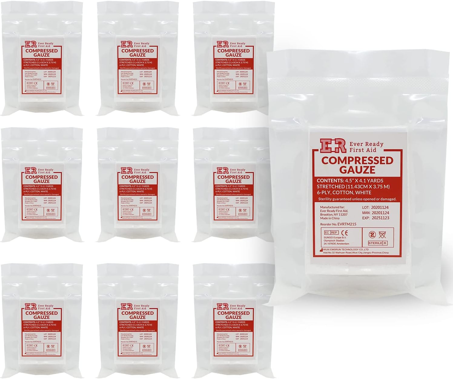 Amazon.com: Ever Ready First Aid Compressed Sterile Gauze, 6-Ply ...
