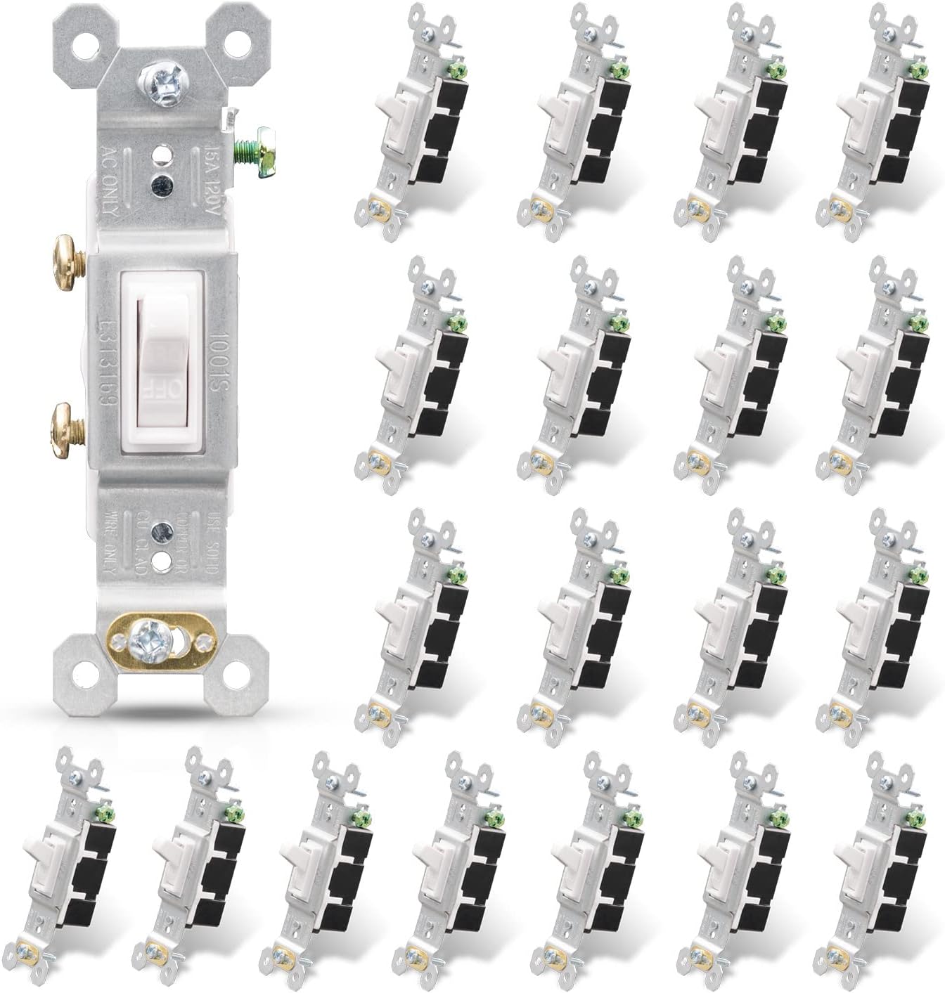 GE Grounding Toggle Switch, Single Pole, In Wall On/Off Fan & Light ...