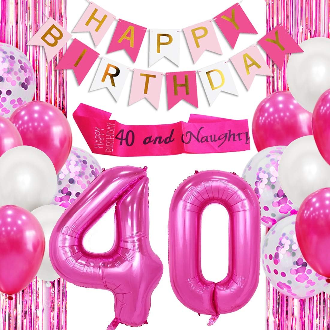 Kreatwow 40th Birthday Decorations for Women Hot Pink Number 40 ...