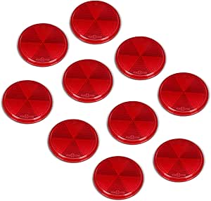 Amazon.com: Yinaolan 10 Pack Red Self Adhesive Round Reflectors, Road ...