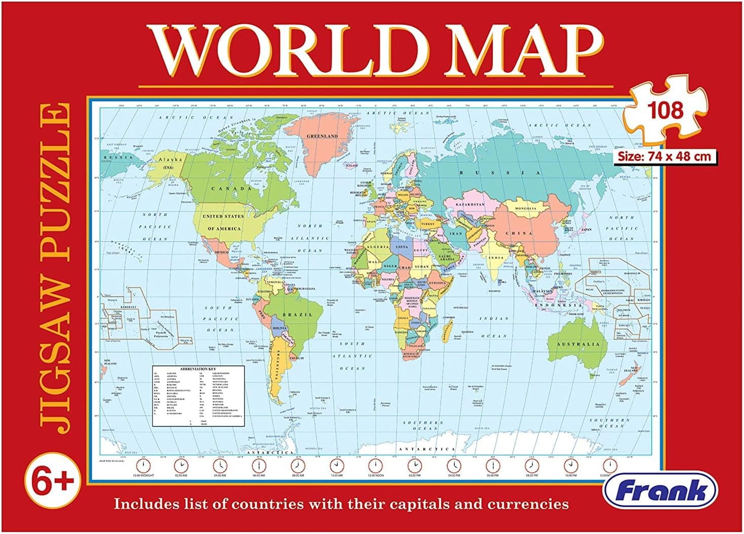 Buy Frank World Map Puzzle (108 Pieces) - Early Learner Giant Jigsaw ...