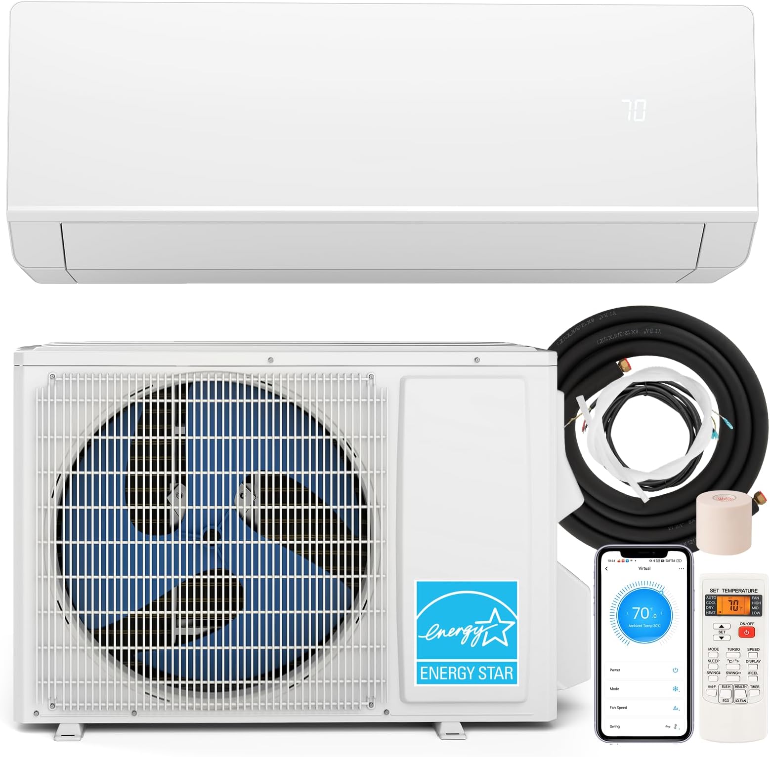 SIMOE Mini Split Air Conditioner Heat Pump, Heat Lower as -25°C, 12,000 BTU 115V, Cools Up to ...