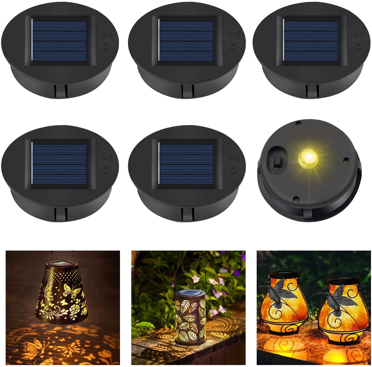 BFXMV Solar Lights Replacement Top, 6PCS Replacement Solar Panels for ...
