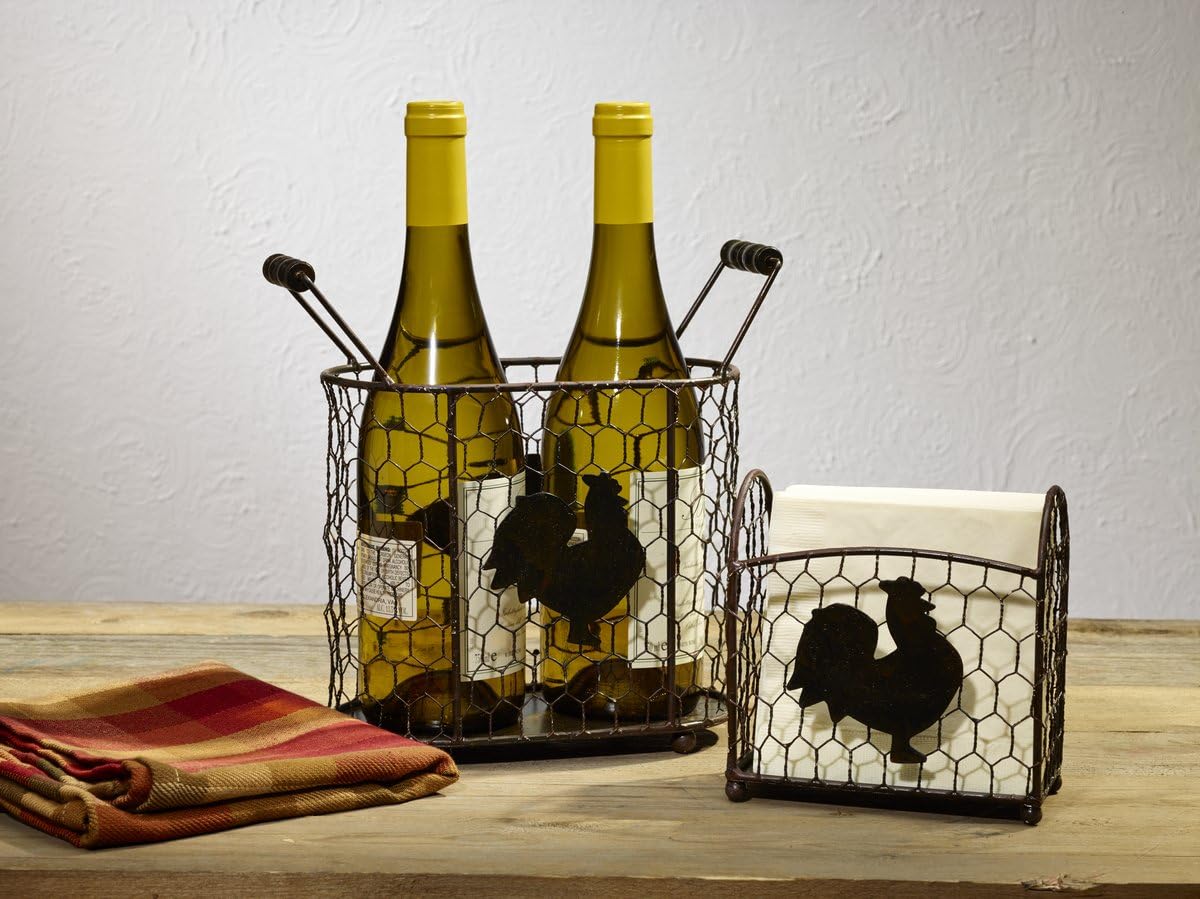 Amazon.com: Olivia's Heartland Metal Rooster Chicken Wire Caddies - Set ...