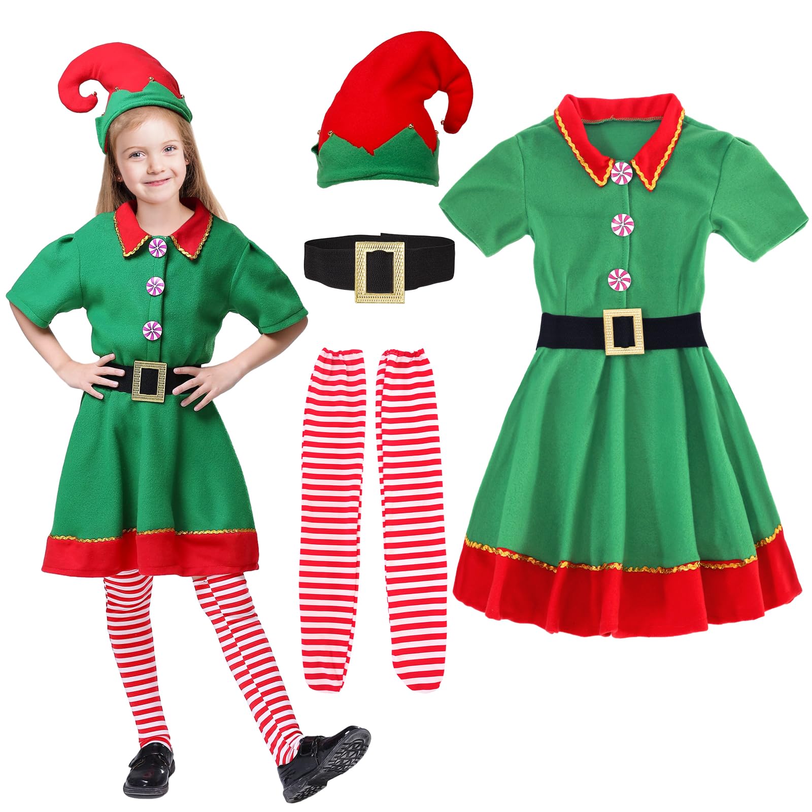 Cowaski Elf Costume for Kids,Christmas Elf Outfit for Girls Boys.Velvet ...