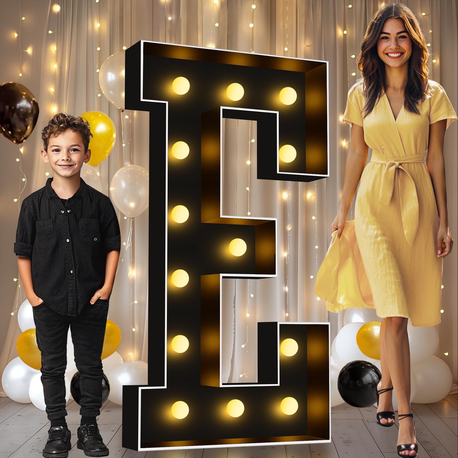 Amazon.com: Pooqla 4 FT Marquee Light Up Letters, Black Marquee Letter ...