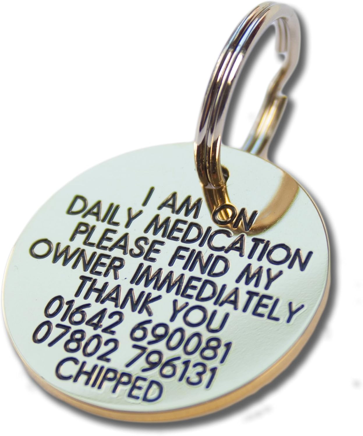 Deeply engraved solid brass 33mm circular dog tag : Amazon.co.uk: Pet ...