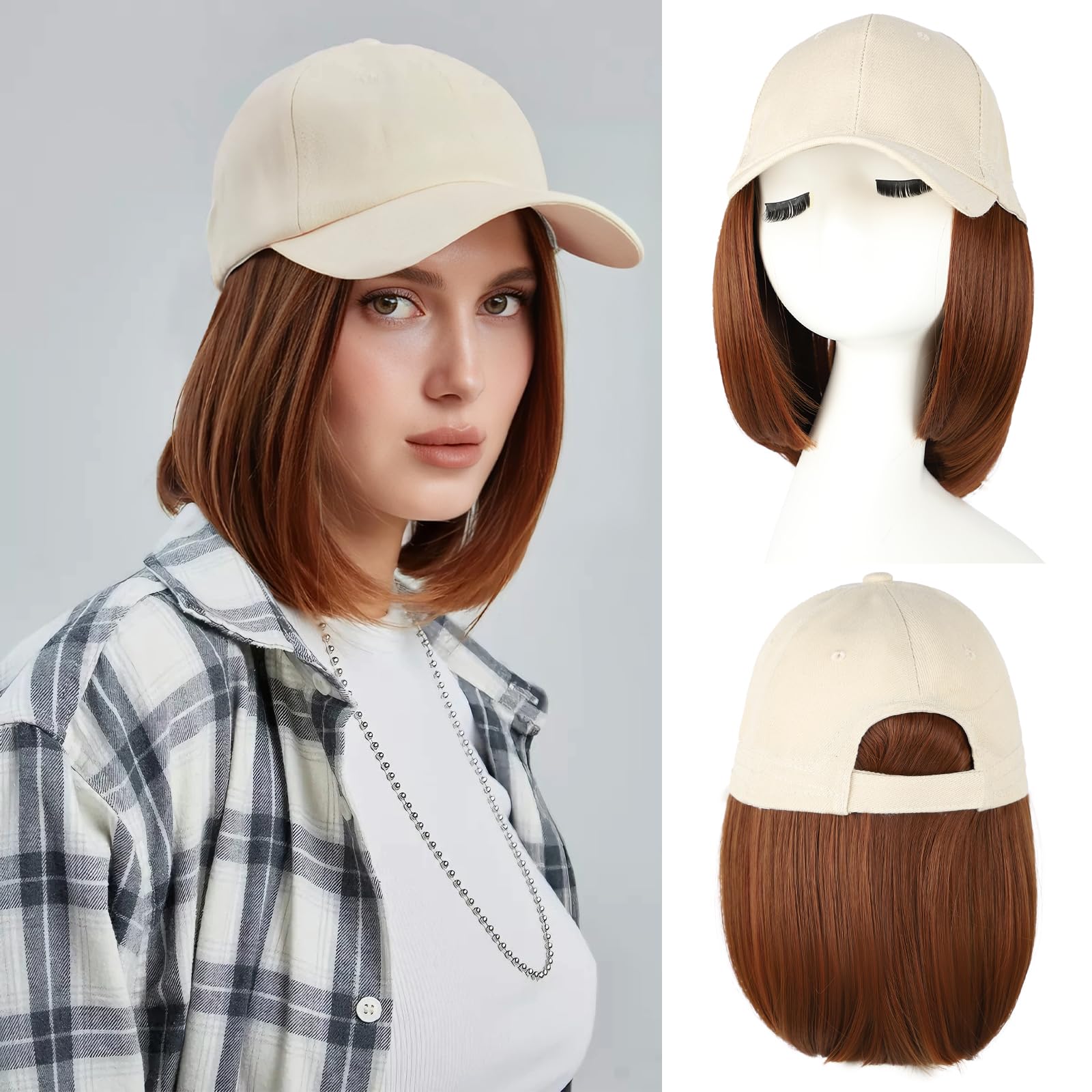 Amazon.com : CHRSHN Hat Wigs for Women Baseball Cap With Hair ...