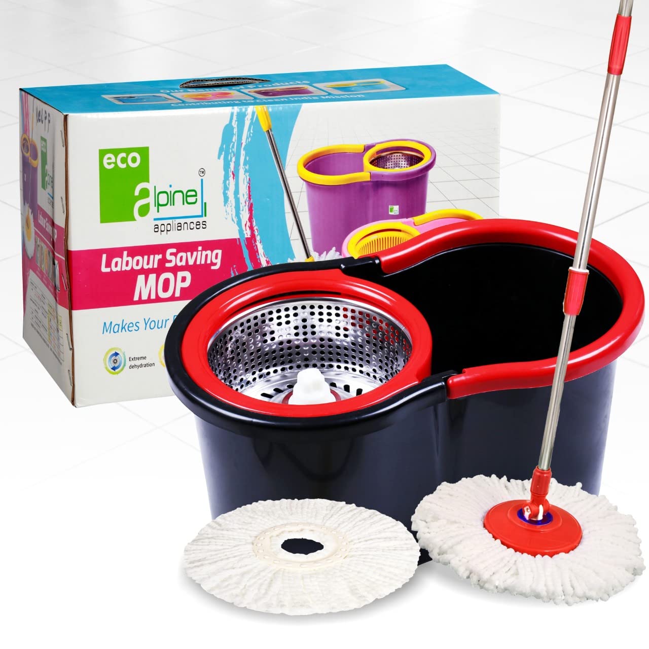 Mr.Mop 360 Degree Steel Spin Mop with Bucket for Floor Cleaning with ...