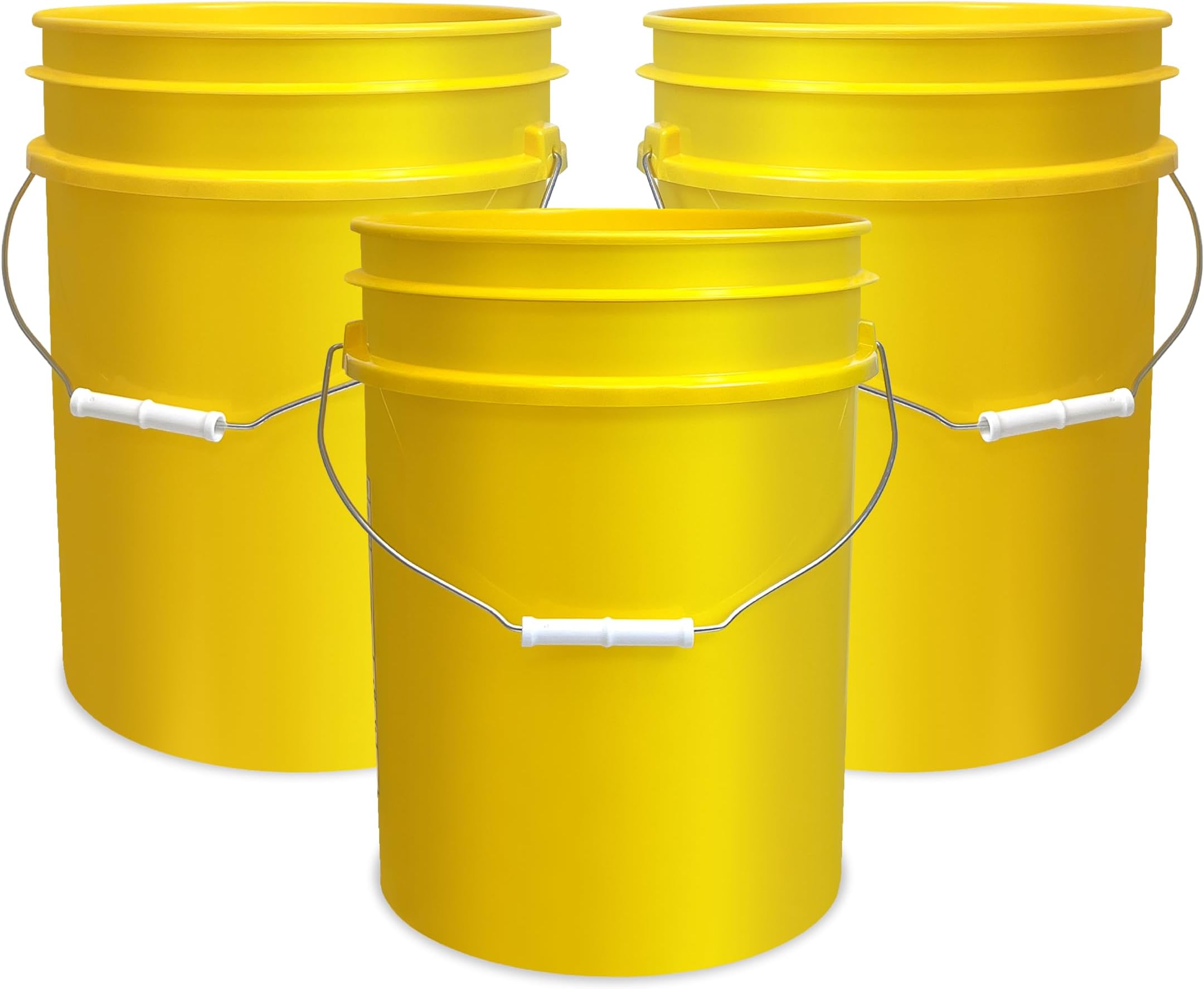 Amazon.com: 5 Gallon Yellow Buckets, Six (6) Pack | Plastic | Yellow ...