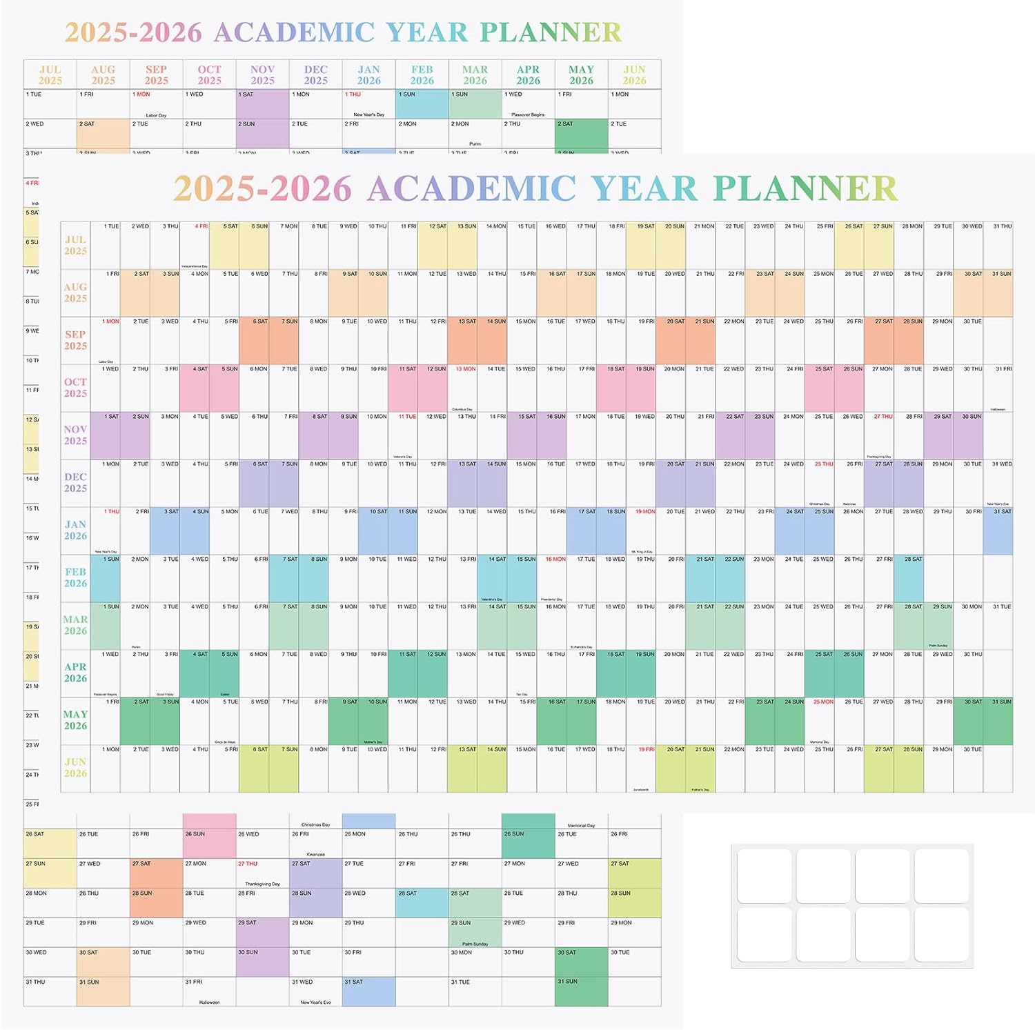 24" x 36" Exellewis 2025-2026 Academic Wall Calendar, July 2025 to June ...
