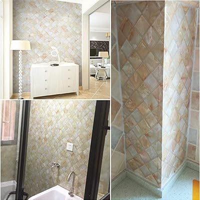 Feisoon Gold Texture Contact Paper Peel and Stick Wallpaper Kitchen ...