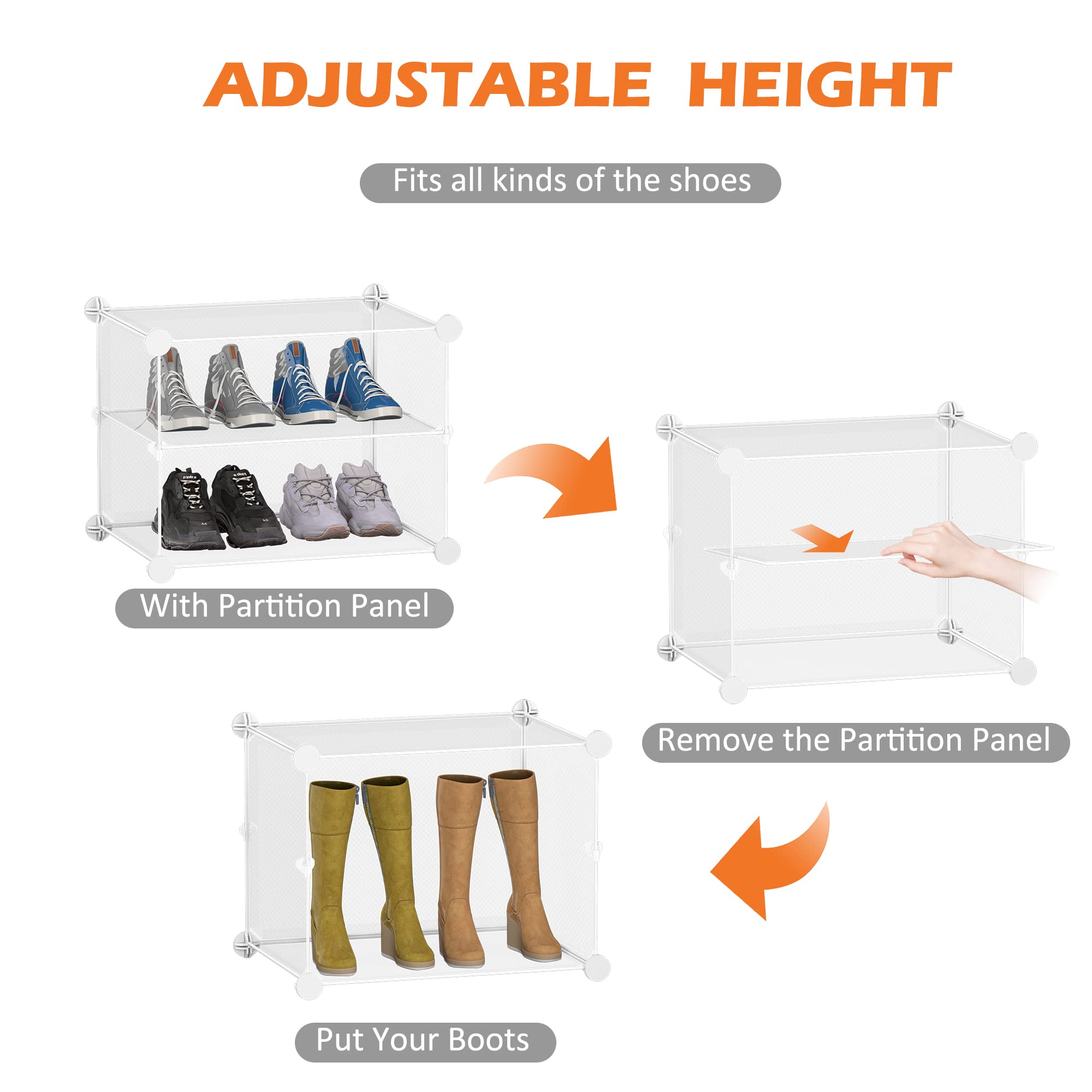 Snapklik.com : HOMIDEC Clear Shoe Organizer, 3 By 8 Tier Shoe Rack Shoe ...