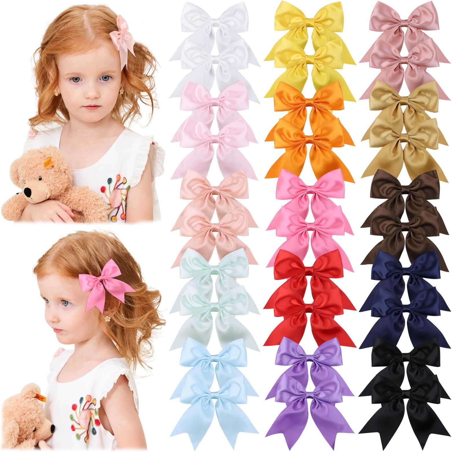 Amazon.com: Choicbaby 60PCS Girls Bows 2.8 Inches Hair Bows Clips for ...