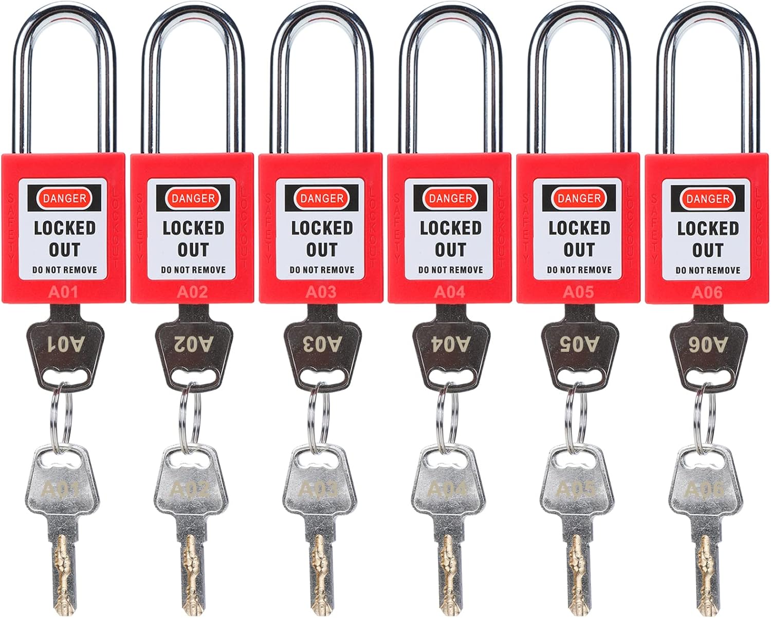 RealPlus Lockout Tagout Locks, 6pcs Keyed Alike Safety Lock, 2 Keys Per ...