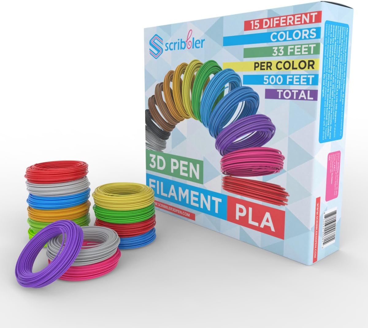 Amazon.com: PLA Filament Refills for 3D Pen PLA 500 Linear Feet 15 ...