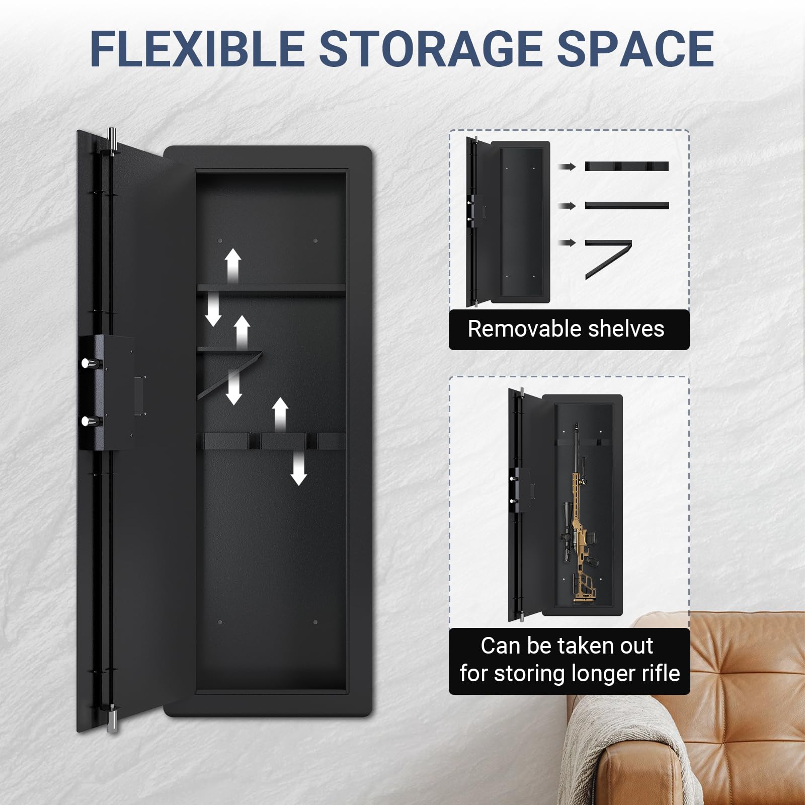 Zevemomo 45'' Tall Wall Safe, Gun Cabinets for Rifles and Shotguns with ...